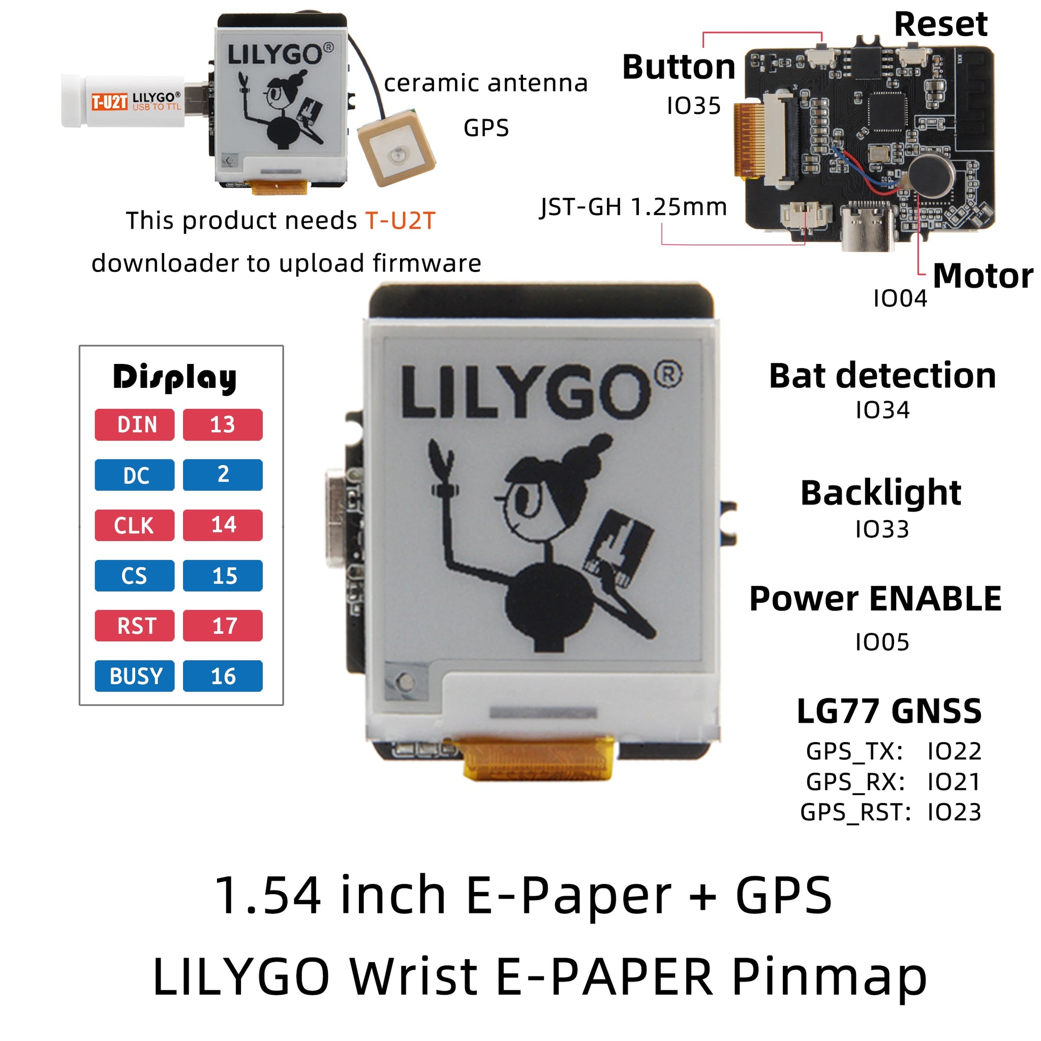 T-Wrist E-paper 1.54 Inch Display – LILYGO®